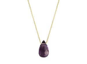 4006046393751 - Kette mit Anhänger CELESTA 375 Gelbgold Amethyst Halsketten Gr 42 + 3cm Gold Länge 45 cm Breite 60 mm gelb (gelb blau) Damen Ketten mit Anhänger