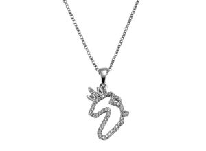 4006046305655 - Kette mit Anhänger ZEEME 925 - Sterling Silber Einhorn Zirkonia Halsketten Gr 43 + 3cm Silber 925 (Sterlingsilber) Länge 46 cm Breite 130 mm weiß Damen