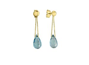 4006046393737 - Paar Ohrhänger CELESTA 375 Gelbgold Blautopas (beh) Ohrringe Gr ONE-SIZE Gold gelb (gelb blau) Damen Ohrhänger