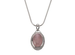 4006046223935 - Kette mit Anhänger ZEEME 925 - Sterling Silber Rosenquarz Halsketten Gr 42 + 5cm Silber 925 (Sterlingsilber) Länge 47 cm Breite 160 mm weiß (weiß rosa) Damen Ketten mit Anhänger