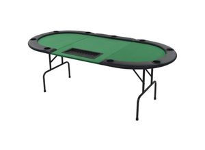 8718475589655 - 9-Spieler Poker Falttisch 3-fach Faltbar Oval Grün vidaXL