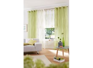 6944185403734 - Gardine MY HOME Dimona Gardinen Gr 145 cm Ösen 140 cm grün Ösen Gardine 2er-Set transparent Voile Polyester