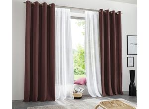 6941446627359 - Vorhang MY HOME Raja Gr 1 braun B140cm H145cm Polyester Recyceltes Material Gardinen 2er-Set Bestseller einfarbig modern pflegeleichte Mikrofaser