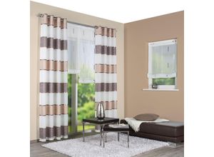 4056751273107 - Vorhang HOME WOHNIDEEN TALWER Gr 1 braun (cappuccino) B140cm H145cm Jacquard Polyester Gardinen