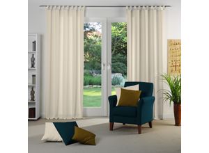 4004567090418 - Vorhang WIRTH Toco-Uni Gr 11 beige Gardinen 200cm Schlaufen 132cm Polyacryl B132cm H200cm