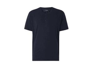 4007065057068 - SCHIESSER Schlafshirt Henley-Ausschnitt uni für Herren blau 56