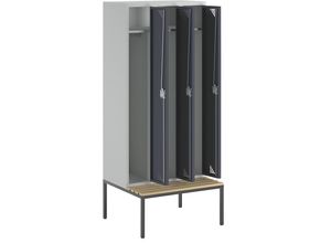 4061753010483 - eurokraft pro Mehrzweck- und Garderobenschrank mit Sitzbank 3 Abteile Breite 900 mm Türen anthrazitgrau