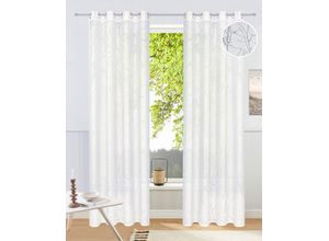 6930325740852 - Gardine Anna my home Ösen (1 St) halbtransparent Ausbrenner Bestseller mit 5 Sterne Bewertungen Äste-Motiv Polyester weiß