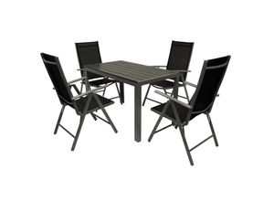 4050747401949 - Garnitur SORANO 5-teilig mit Tisch 70x125cm Aluminium + Kunstholz + Kunstgewebe schwarz