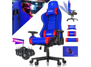 4255598339179 - KESSER® Gaming Stuhl Ergonomisch Bürostuhl mit Kopfstütze & Lendenkissen Racing Gamer Stuhl 150kg belastbar Armlehne 360° Drehbarer Schreibtischstuhl Gaming Chair + Gummi-Rollen