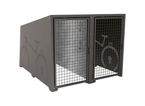 4061753292568 - PROCITY Fahrradbox Berlin Grundmodul 2 Stellplätze anthrazitgrau Türen farbbeschichtet