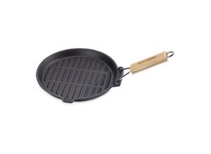 4260238062546 - Grillpfanne Pfannen Gr Ø 23 cm schwarz Grillpfanne Grillpfannen Pfanne Steakpfanne mit Grillstreifen Holzgriff Emaille-Beschichtung Ø 23cm