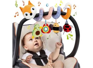 5328838177455 - Tigrezy - Frühes Lernspielzeug für Kinderwagen Baby-Aktivitätsspirale aus Plüsch mit Musik Geburtsspielzeug Wiegenkinderwagen für Jungen und