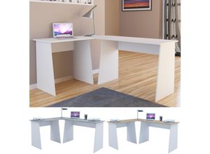 4051814342240 - Computertisch Eckschreibtisch Maße Gesamtset ca H 74 x B 135 x T 105 cm stylische Seitenteile Schreibtisch – Masola