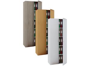 4051814352287 - Büroschrank mit 5 Fächern moderner Aktenschrank mit Drehtüren Maße ca B 70 x H 178 x T 40 cm – Vandol