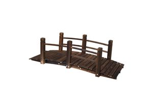 4250871269143 - Gartenbrücke Holzbrücke Holzsteg Teichbrücke Zierbrücke mit Geländer bis 180 kg Tannenholz Dunkelbraun 1525 x 67 x 48 cm - Dunkelbraun - Outsunny