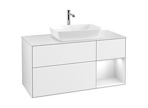 4062373416815 - Villeroy und Boch Finion Waschtischunterschrank G831GFGF 120cm Abdeckplatte white matt Emotion Regale Glossy white lacquer Glossy white lacquer