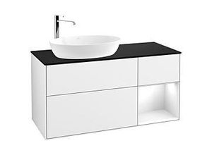 4062373452516 - Villeroy und Boch Finion Waschtischunterschrank G932GFGF 120cm Abdeckplatte black matt Emotion Regale Glossy white lacquer Glossy white lacquer