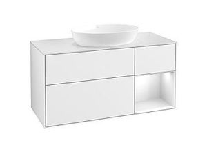 4062373246870 - Villeroy und Boch Finion Waschtischunterschrank FA71GFGF 120cm Abdeckplatte white matt Regale Glossy white lacquer Glossy white lacquer