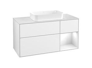 4051202809546 - Villeroy und Boch Finion Waschtischunterschrank F711GFGF 120x603x501cm Regal rechts Glossy white lacquer Glossy white lacquer