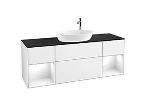 4062373209912 - Villeroy und Boch Finion Waschtischunterschrank F982GFGF 160cm Abdeckplatte black matt Regale Glossy white lacquer Glossy white lacquer