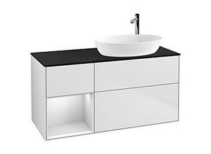 4062373185667 - Villeroy und Boch Finion Waschtischunterschrank F922MTMT 120cm Abdeckplatte black matt Regale White matt lacquer White matt lacquer
