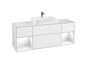 4051202673062 - Villeroy und Boch Finion Waschtischunterschrank F451GFGF 160x603cm Abdeckplatte white matt Regale Glossy white lacquer Glossy white lacquer