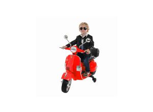 4056551065278 - Kinder-Elektroroller Vespa lizenziert EVA-Reifen LED-Scheinwerfer Koffer Soundmodul Stützräder (Rot)