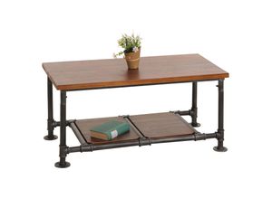4057651651774 - Couchtisch MCW-N27 Wohnzimmertisch Tisch Sofatisch Beistelltisch Industrial Massiv-Holz Metall 48x100x50cm ~ braun