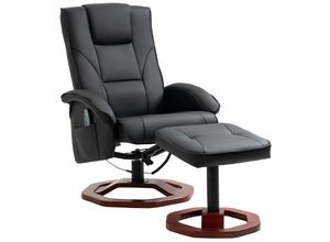 4251774963893 - Massagesessel mit Hocker schwarz 73L x 83B x 106H cm relaxliege mit fußhocker relaxsessel liegefunktion fernsehsessel