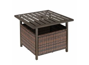 4251774981200 - Gartentisch mit Schirmloch braun 555 x 555 x 46 cm (LxBxH) Balkontisch Beistelltisch Gartenmöbel Campingtisch