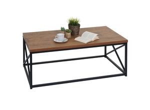4057651811611 - Couchtisch MCW-A27 Wohnzimmertisch Beistelltisch Sofatisch Metall 3D-Struktur 44x110x60cm Wildeiche-Optik