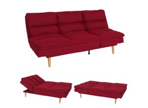 4057651852492 - Schlafsofa MCW-M79 Gästebett Schlafcouch Couch Sofa Schlaffunktion Liegefläche 180x110cm ~ Stoff Textil bordeaux