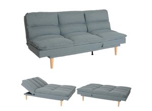 4057651822365 - Schlafsofa MCW-M79 Gästebett Schlafcouch Couch Sofa Schlaffunktion Liegefläche 180x110cm ~ Stoff Textil blau-grau
