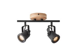 4004353374968 - BRILLIANT Inge Spotrohr 2flg holz dunkel schwarz InnenleuchtenStrahler-Rohr 2x PAR51 GU10 6W geeignet für Reflektorlampen (nicht enthalten) Köpfe schwenkbar