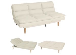 4057651807966 - Schlafsofa MCW-M79 Gästebett Schlafcouch Couch Sofa Schlaffunktion Liegefläche 180x110cm ~ Stoff Textil creme