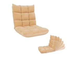 4057651643755 - Bodensessel MCW-N43 Relaxsessel Bodenkissen Klappsessel 6 Relaxpositionen stabiles Gestell Samt ~ beige