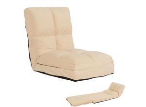 4057651905532 - Bodensessel MCW-N45 Schlafsessel Klappsessel Funktionssessel Schlaffunktion faltbar Stahlrahmen Samt ~ beige