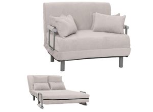 4057651852195 - Schlafsessel MCW-K29 Klappsessel Schlafsofa Gästebett Liegefläche 190x100cm Stoff Cord (330g m²) ~ hellgrau