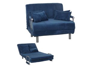 4057651852256 - Schlafsessel MCW-K29 Klappsessel Schlafsofa Gästebett Liegefläche 190x100cm Stoff Cord (330g m²) ~ blau