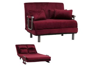 4057651955568 - Schlafsessel MCW-K29 Klappsessel Schlafsofa Gästebett Liegefläche 190x100cm Stoff Chenille (370g m²) ~ bordeaux