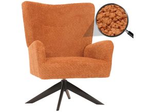 4057651663593 - Lounge-Sessel MCW-N65 Cocktailsessel Polstersessel Relaxsessel drehbar Stoff Textil Chenille Metall ~ terracotta