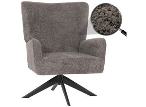 4057651663654 - Lounge-Sessel MCW-N65 Cocktailsessel Polstersessel Relaxsessel drehbar Stoff Textil Chenille Metall ~ dunkelgrau
