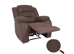4057651640389 - Fernsehsessel MCW-J57 XXL Relaxsessel TV-Liegesessel Nosagfederung Wildleder-Optik Stoff Textil bis 200kg ~ braun