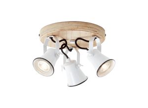 4004353350030 - BRILLIANT Lampe Seed Spotrondell 3flg weiß holz hell 3x PAR51 GU10 5W geeignet für Reflektorlampen (nicht enthalten) Köpfe schwenkbar - weiß