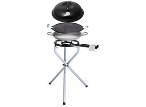 4041571110008 - Multifunktionale Außenküche mit Aufsätzen Grillen Kochen Braten Backen Dünsten - Ø 42 cm - Leicht aufzubauen - Inklusive Zubehör und Tragetasche