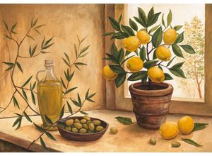 4055327415095 - Kunstdruck HOME AFFAIRE A S Olive and lime Bilder Gr B H 99 cm x 69 cm Wandbild Arrangements beige (cremefarben) 9969 cm