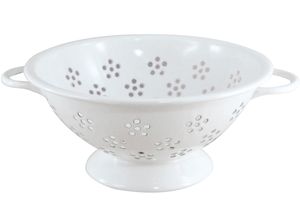 4260506870217 - Küchensieb Colander weiß B24cm H11cm L30cm Emaille Küchensiebe spülmaschinengeeignet 22 cm