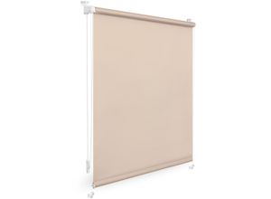 4250434156101 - Seitenzugrollo ORIGINAL Uni Rollo Rollos Gr 150 cm stufenlos positionierbar 120 cm beige (creme weiß) Verdunkelungsrollos mit Klemmträger und Farbbeschichtung - für Fenster Türen Klemmfix