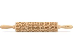 4260649330357 - Teigrolle Bienenwaben groß 43 cm Nudelholz Prägerolle Muster Motiv Rolle Buchenholz 330357 - Folkroll